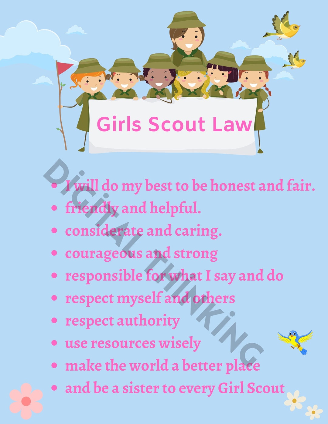 PRİNTABLE Girl SCOUT LAW Poster - Etsy