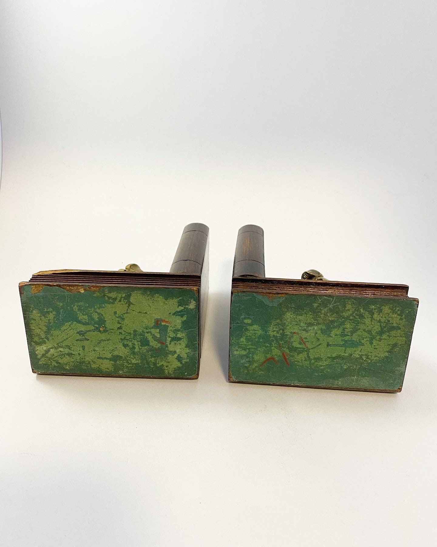 Small Vintage Wooden Bookends With Brass Ladies - Etsy