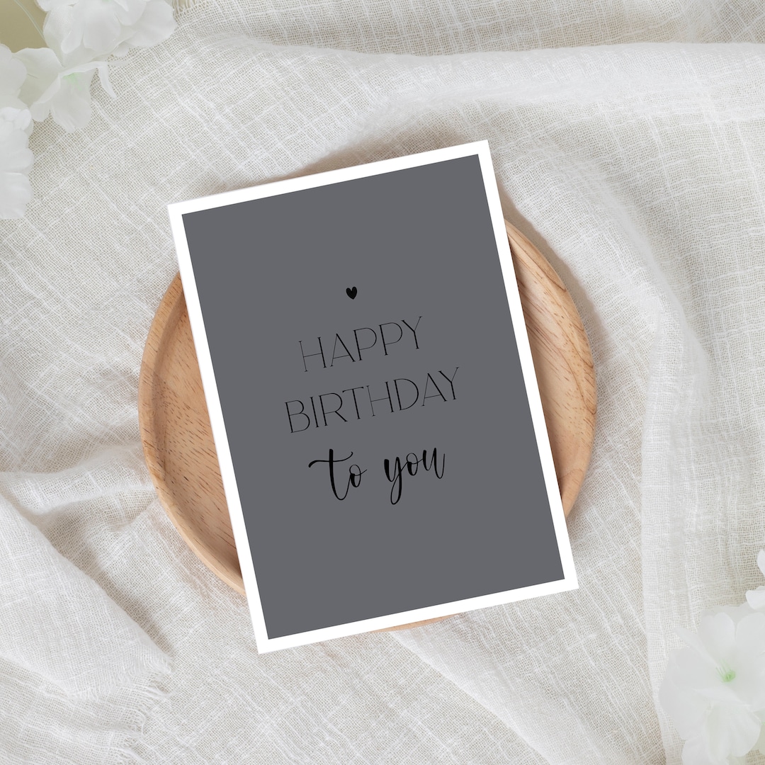 Birthday Card Gray Happy Birthday to You Format DINA6 Birthday Gift ...
