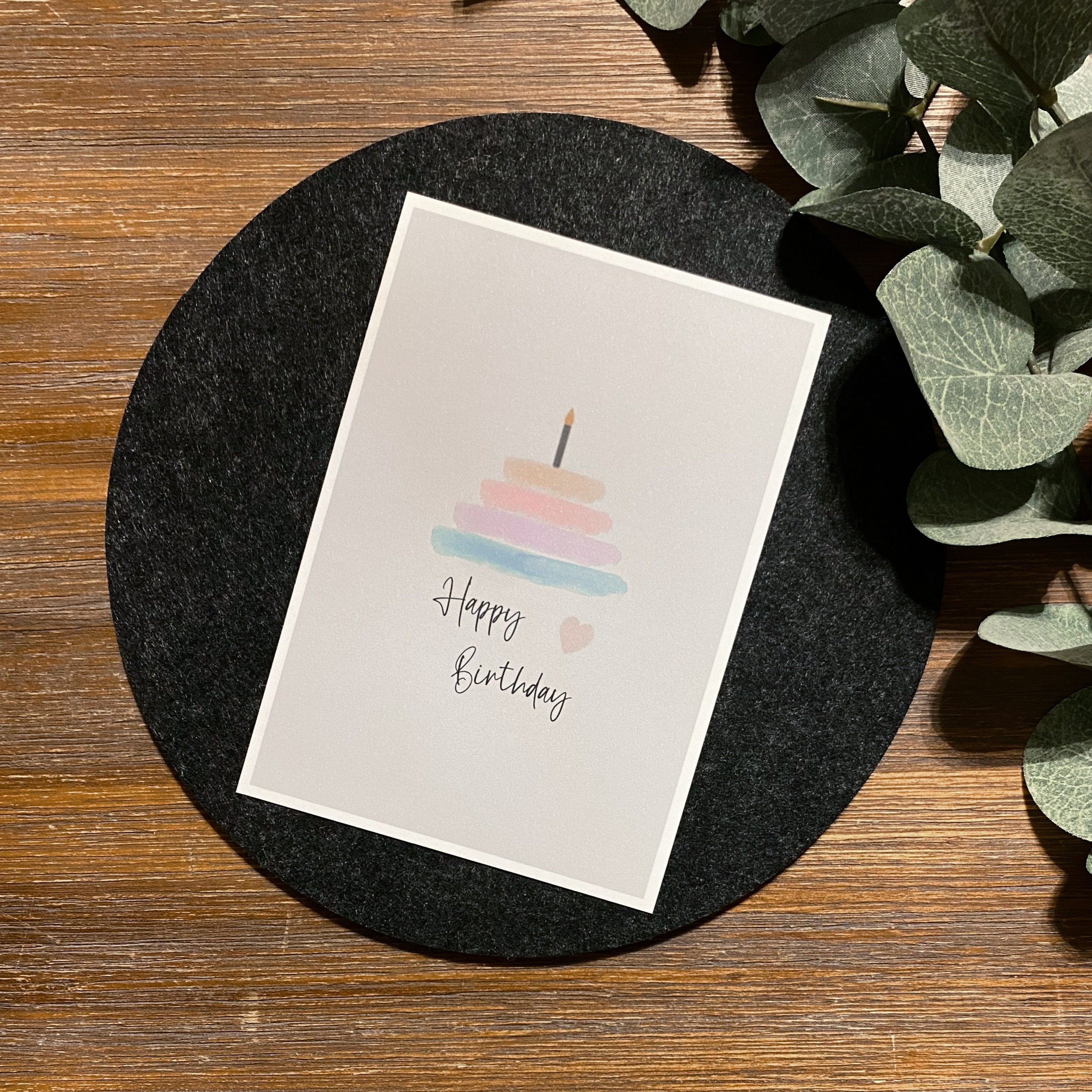 Birthday Card Gray Happy Birthday Cake Format A6 - Etsy