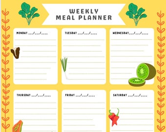 Five Day Retro Meal Planning Template Bundle Digital Download - Etsy
