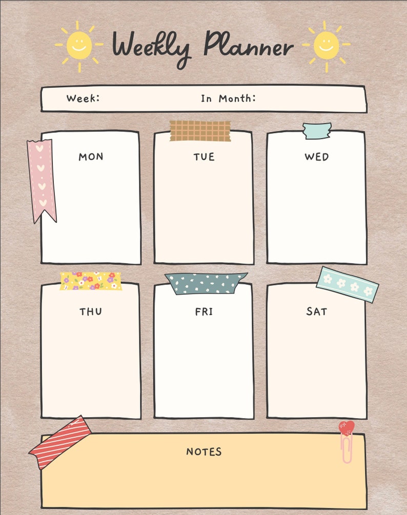 Weekly Planner (beige/pastel) - Etsy