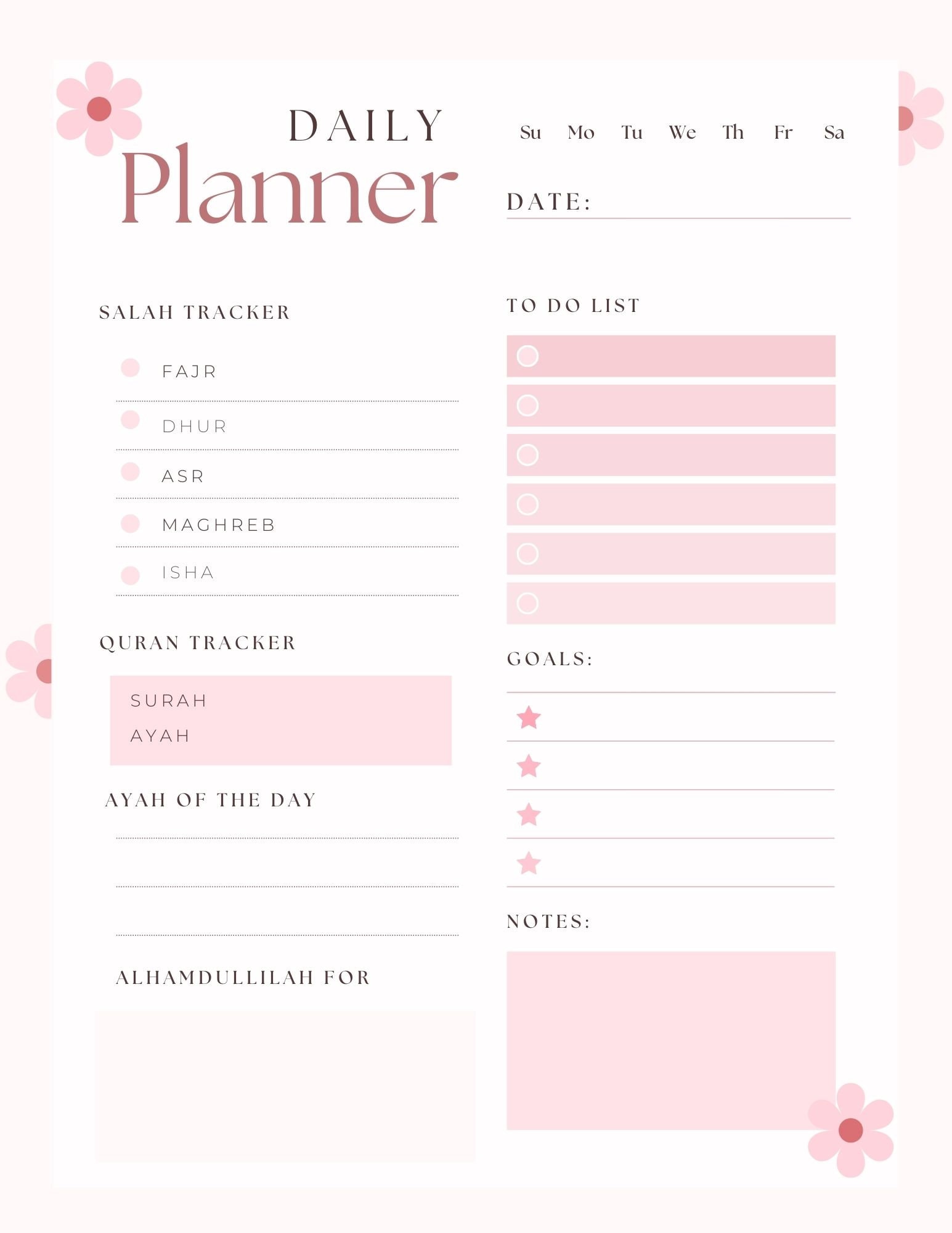 Printable Islamic Planner | Productivity | Gratefulness | Instant ...