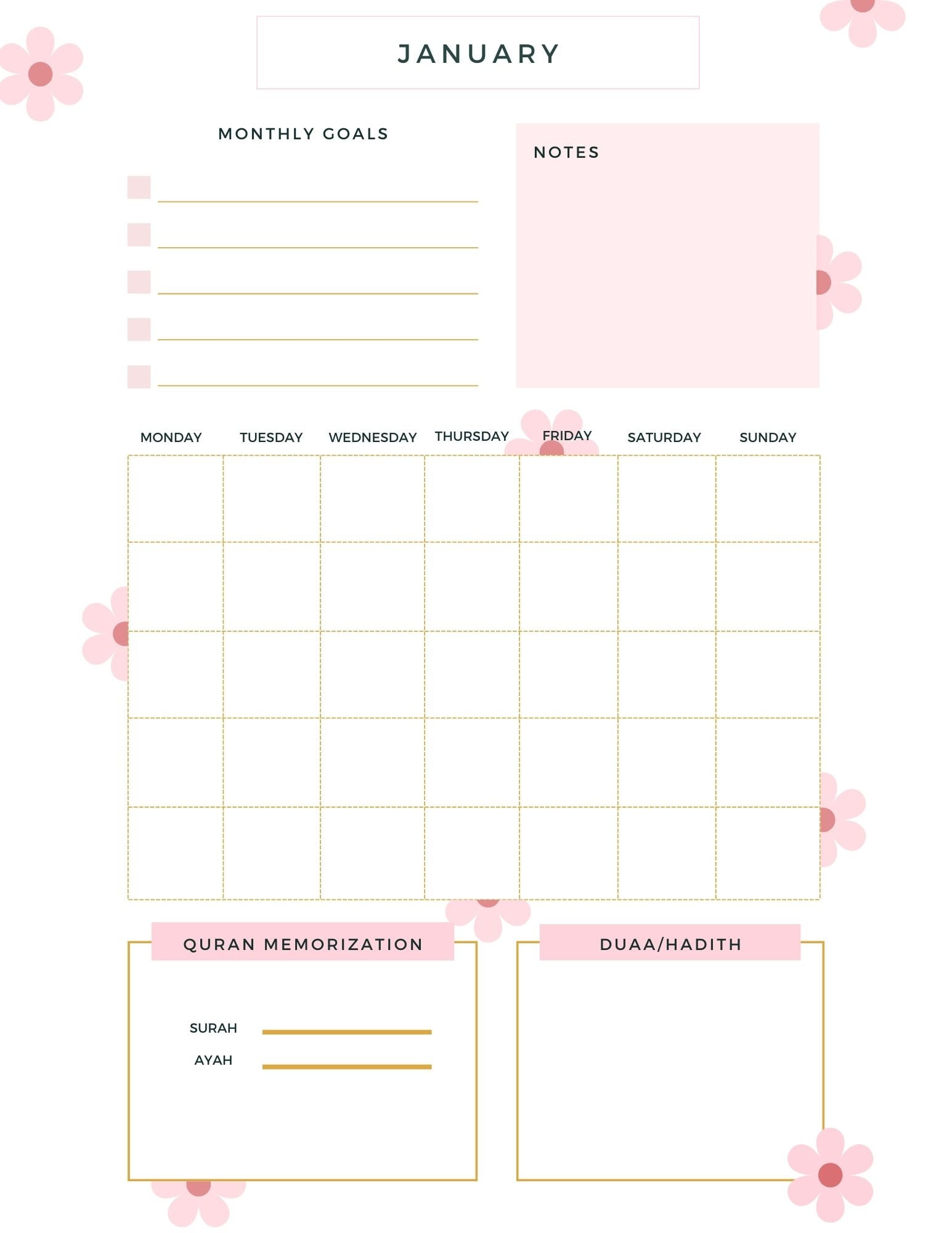 Printable Islamic Planner | Productivity | Gratefulness | Instant ...