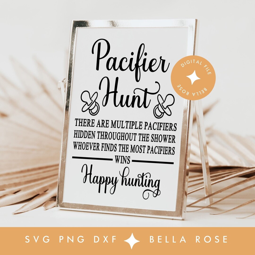 Baby Shower Decor | Baby Shower Games | Pacifier Hunt SVG PNG DXF Cut ...