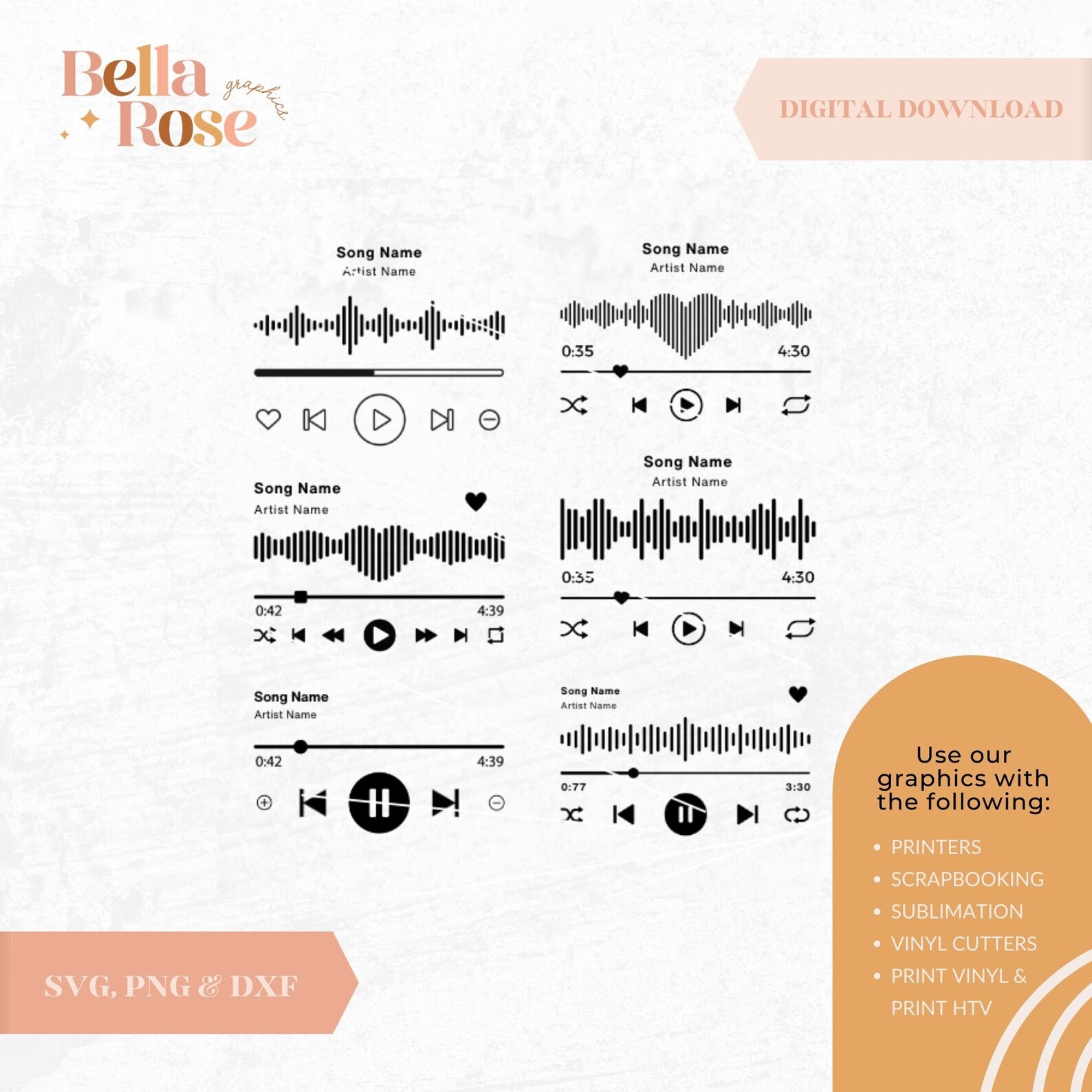 Custom Music Plaque SVG Bundle of 6 Country Music, Spotify, Music Notes ...