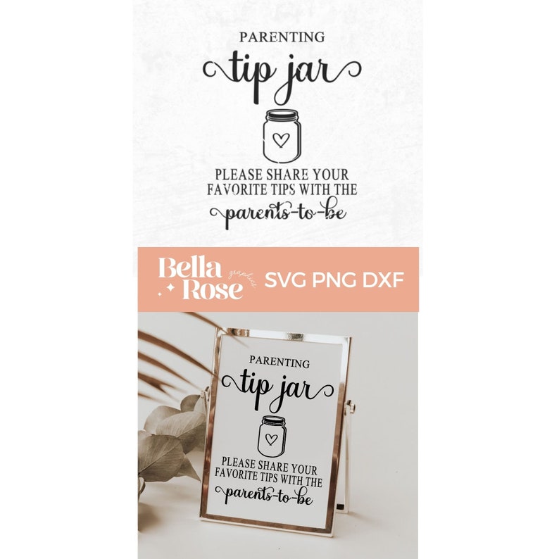 Baby Shower Decor Parenting Tip Jar SVG PNG DXF Cut Files for Cricut ...
