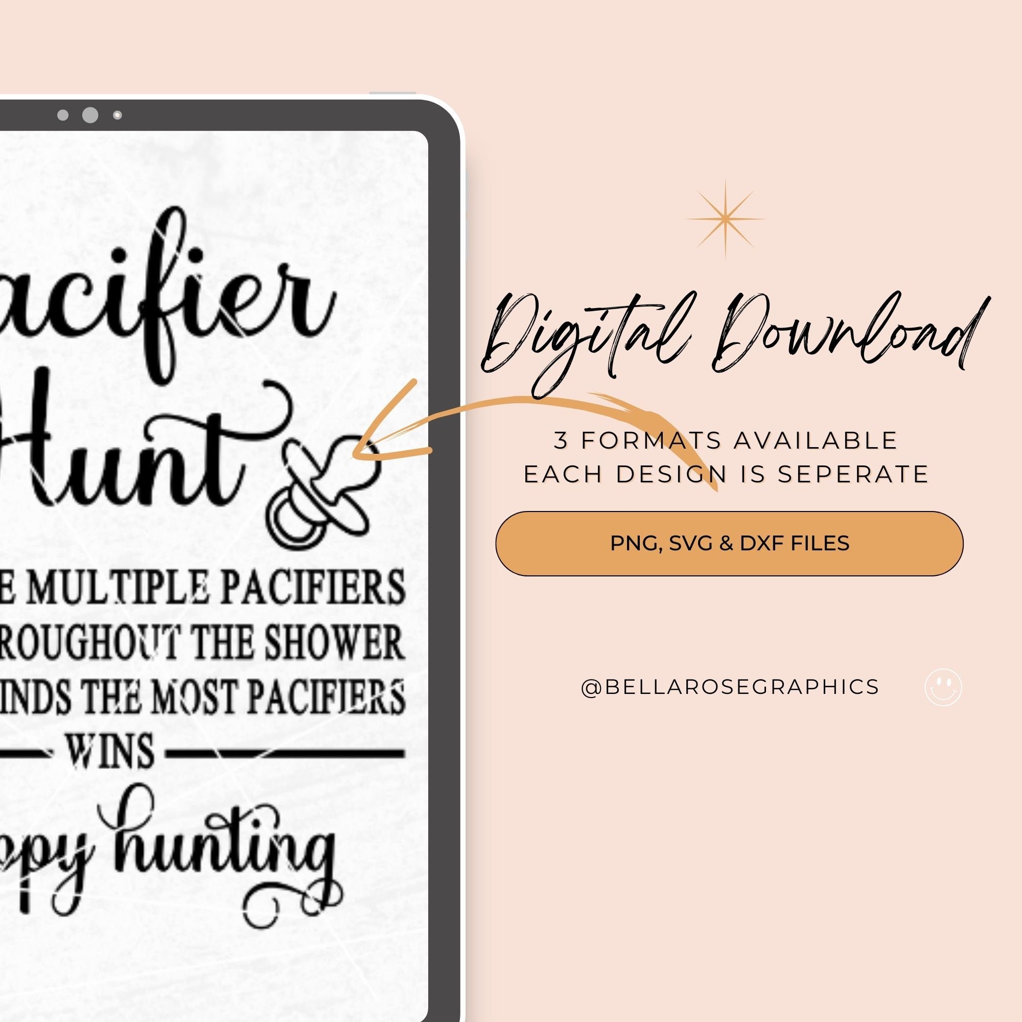 Baby Shower Decor Baby Shower Games Pacifier Hunt SVG PNG DXF Cut Files ...