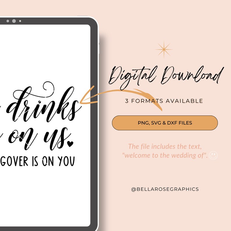 Open Bar Sign Wedding Sign Cut File SVG PNG DXF Cut Files - Etsy