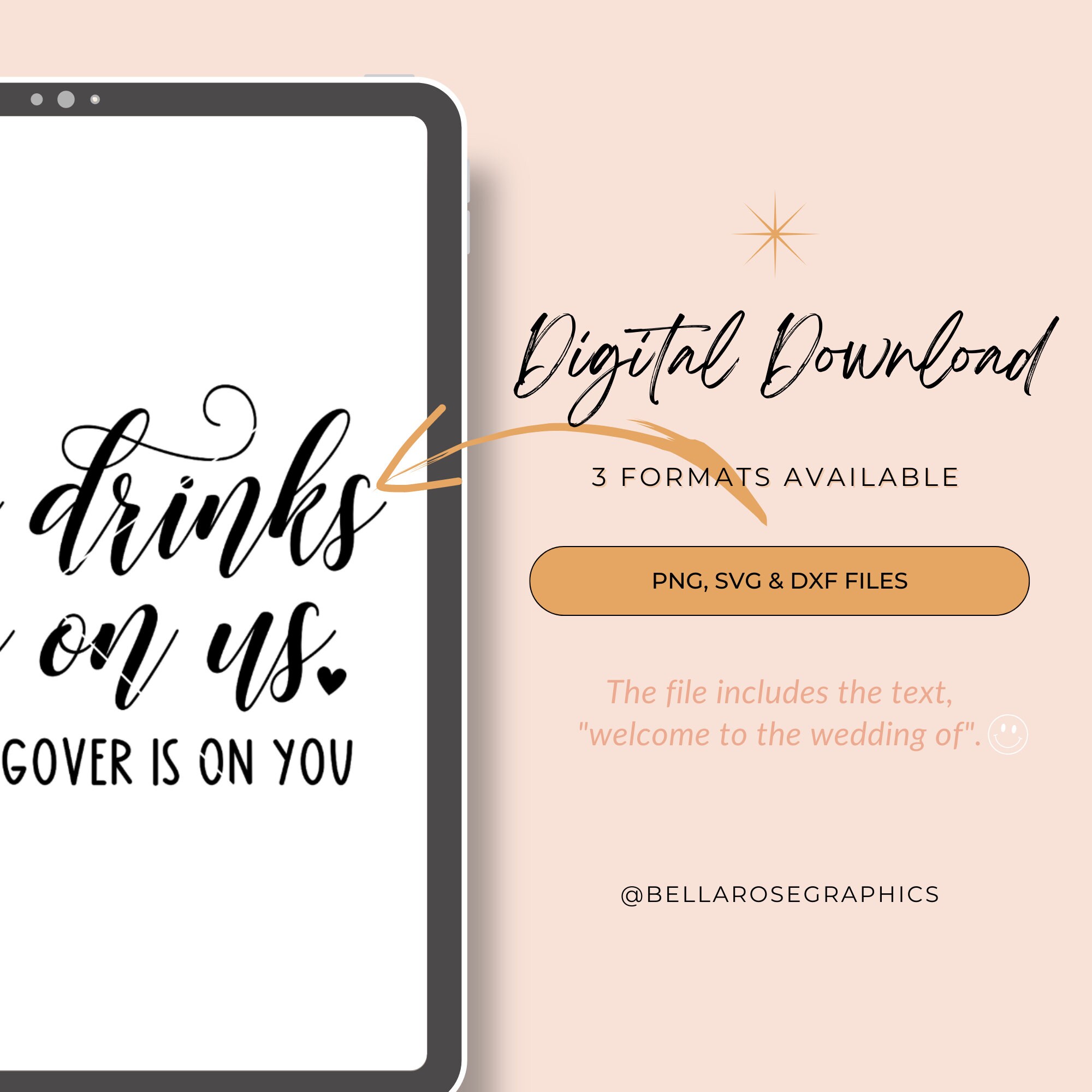 Open Bar Sign Wedding Sign Cut File SVG PNG DXF Cut Files - Etsy