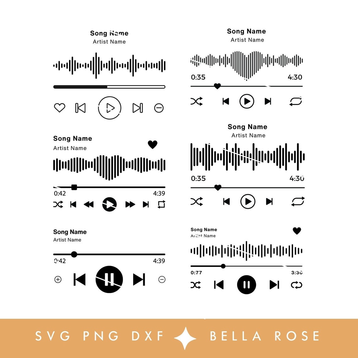 Custom Music Plaque SVG Bundle of 6 Country Music, Spotify, Music Notes ...