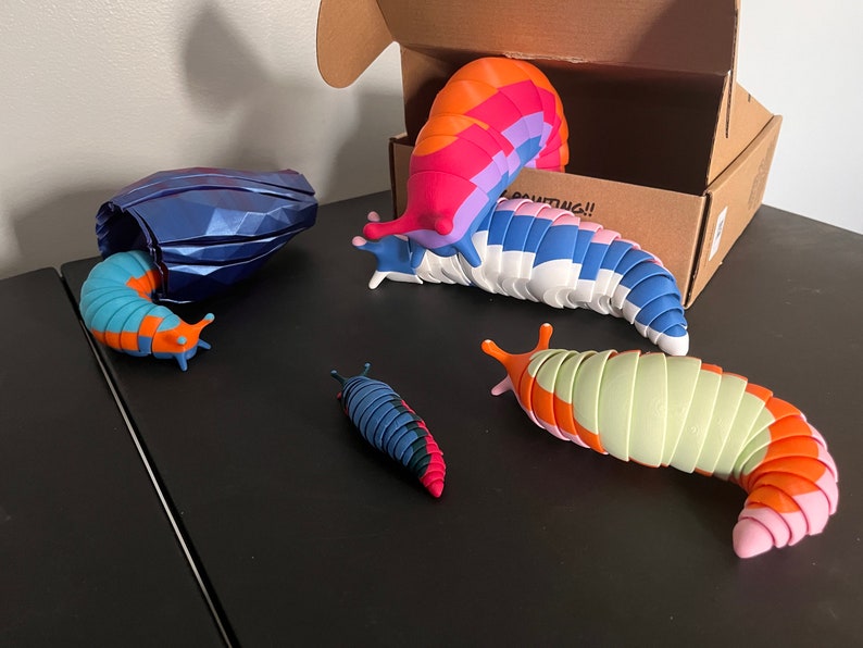 3d Printed Multi-colored Slug Fidget Toy - Etsy Canada