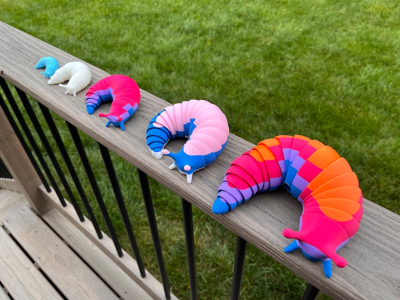 3d Printed Multi-colored Slug Fidget Toy - Etsy