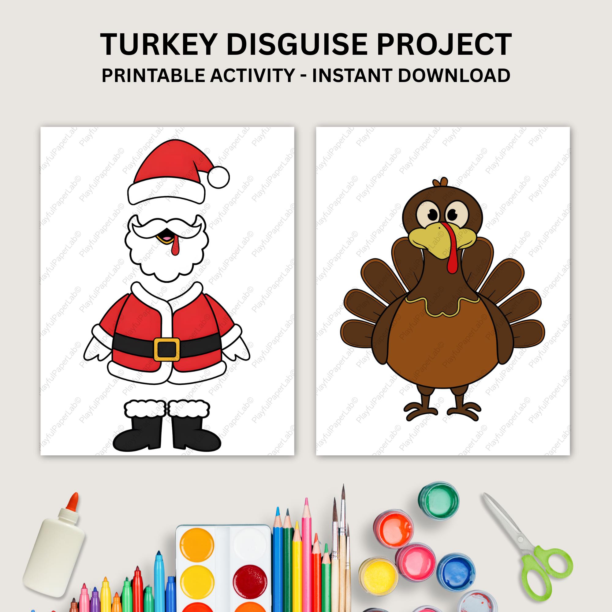 Turkey Disguise Printable, Santa Costume for Turkey, Kids Thanksgiving ...