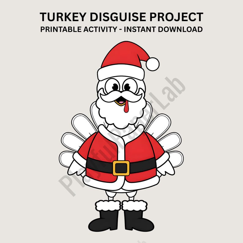 Turkey Disguise Printable, Santa Costume for Turkey, Kids Thanksgiving ...