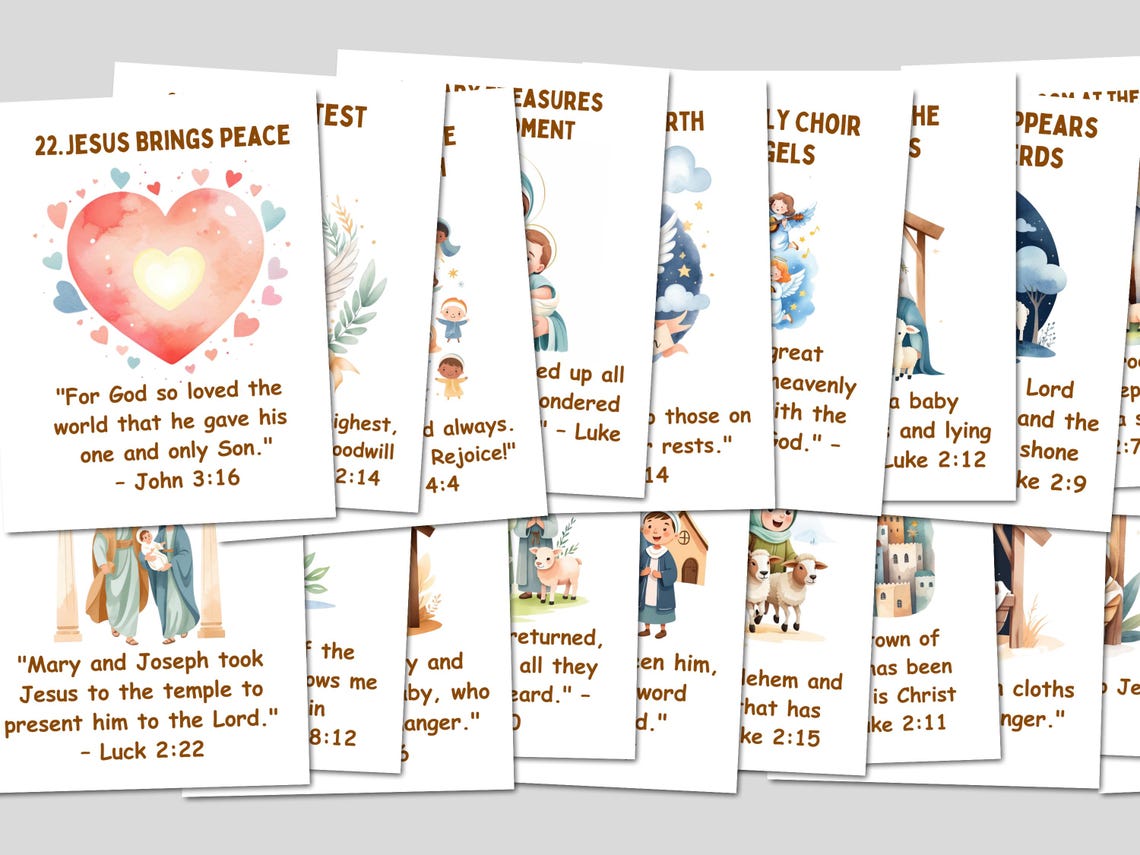 Advent Calendar Cards Christmas Nativity Story for Kids, Teens and ...