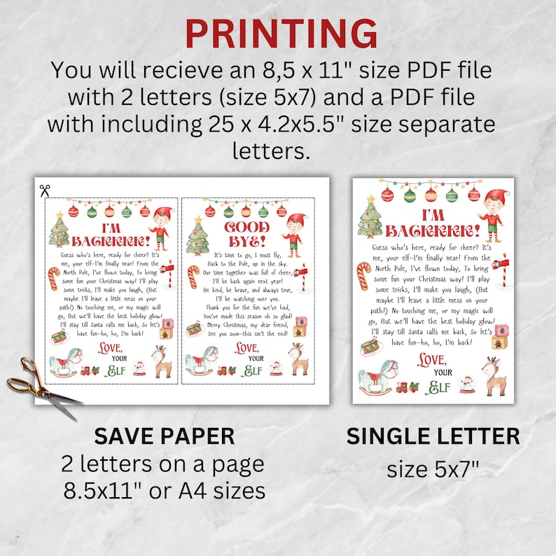Elf Hello Letter & Elf Goodbye Letter Kit Printable, Elf Return Letter ...
