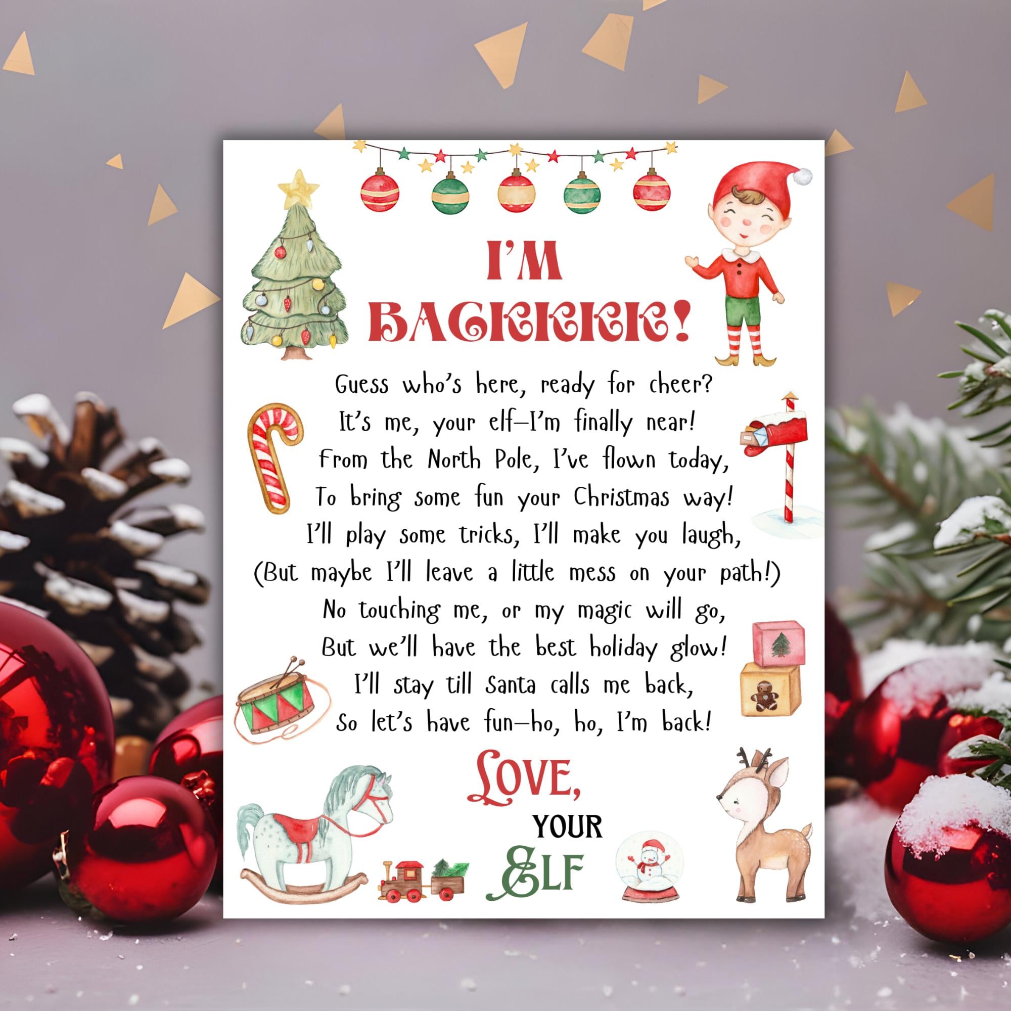 I'm Back Elf on the Shelf Letter Elf Arrival Letter Printable Pdf Fun ...