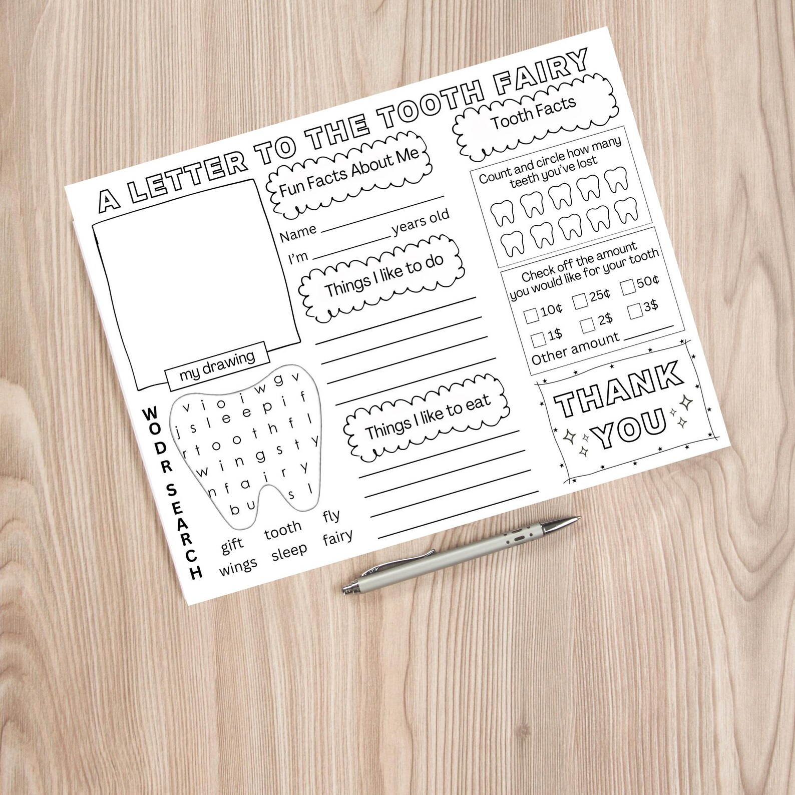 Tooth Fairy Letter Coloring Page – Printable Activity for Kids | First ...