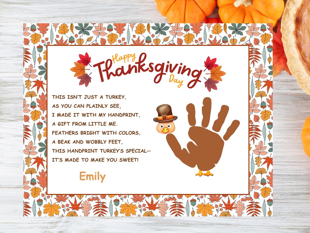 Turkey Handprint Art, Thanksgiving Poem, Handprint Craft, Preschool ...