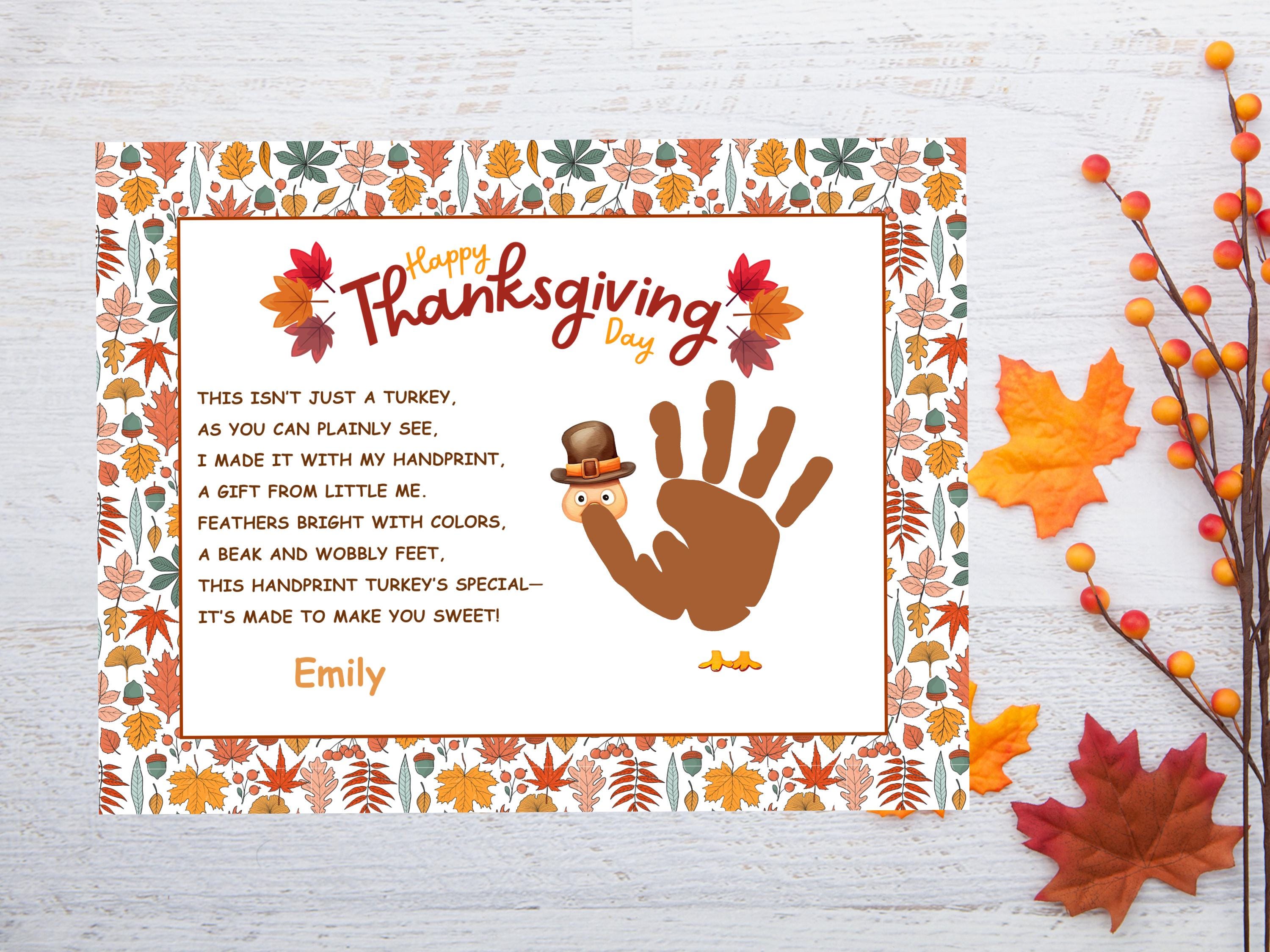 Turkey Handprint Art, Thanksgiving Poem, Handprint Craft, Preschool ...