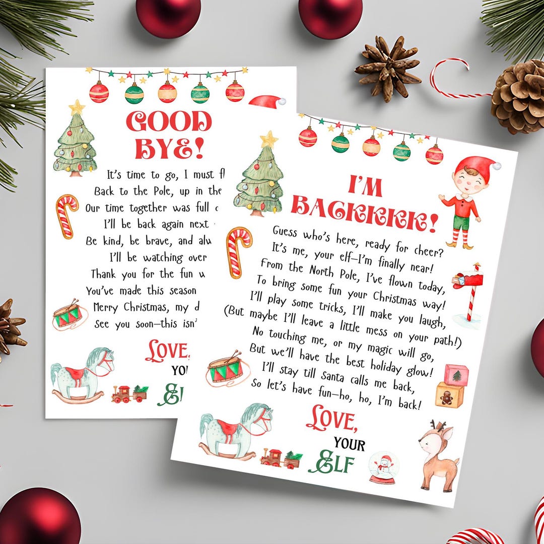 Elf Hello Letter & Elf Goodbye Letter Kit Printable, Elf Return Letter ...