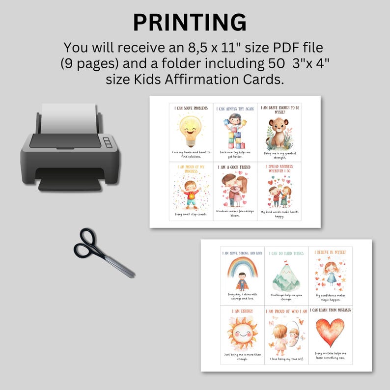 50 Affirmation Cards for Kids Printable Positive Affirmation Flashcards ...
