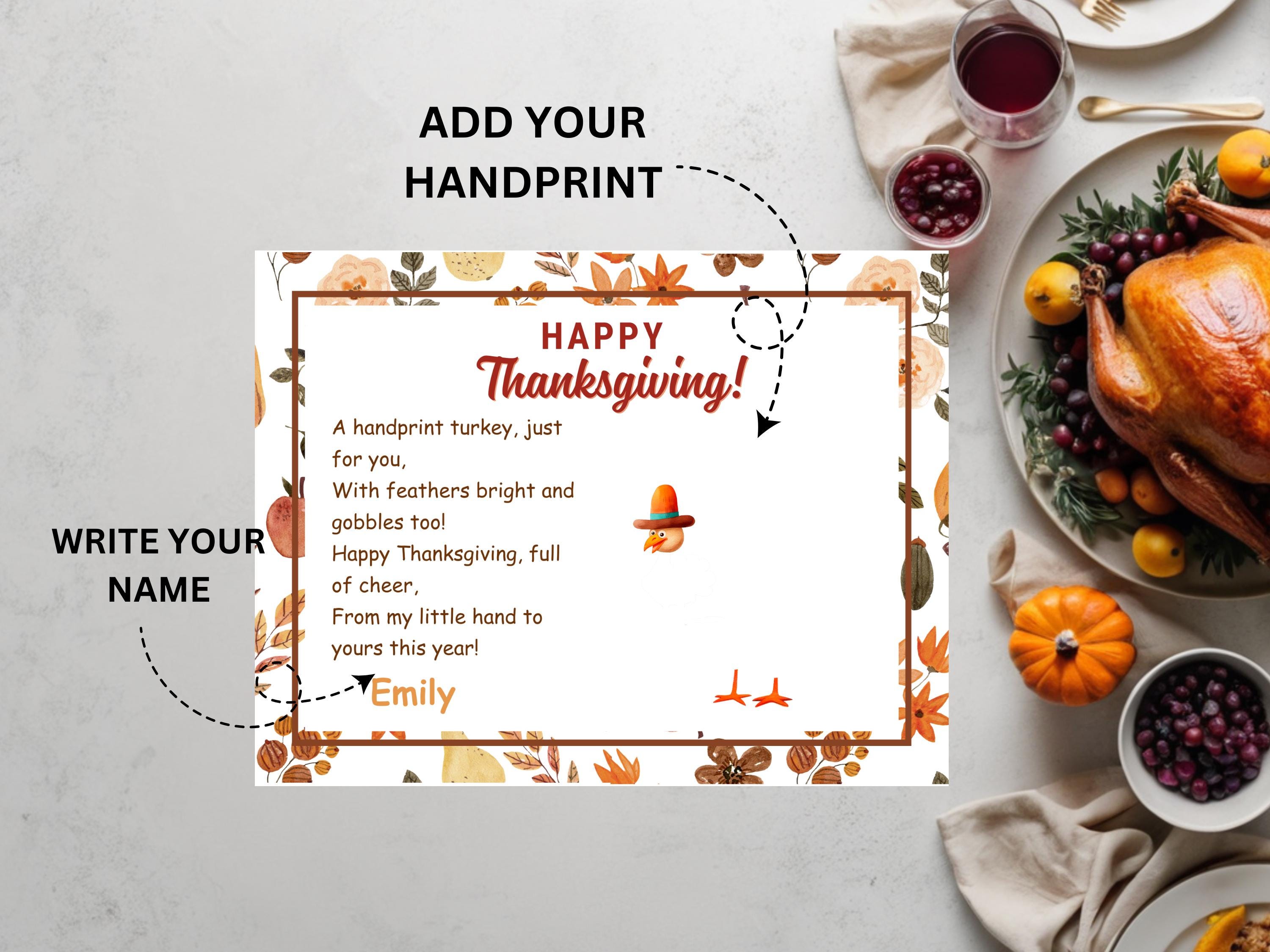 Thanksgiving Handprint Placemat, Turkey Handprint Poem Art, Turkey ...