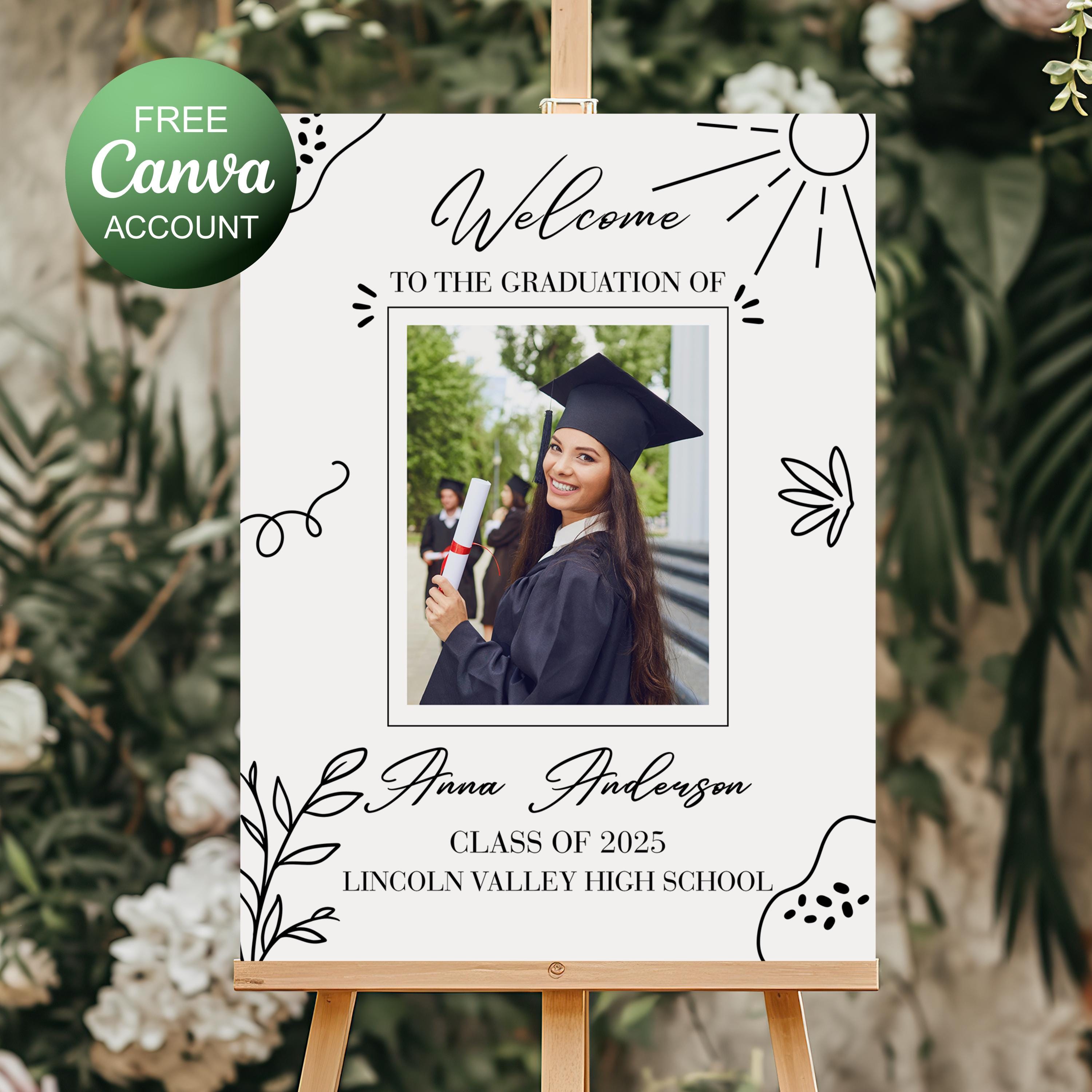 Boho Minimalist Graduation Welcome Sign Editable Canva Template ...
