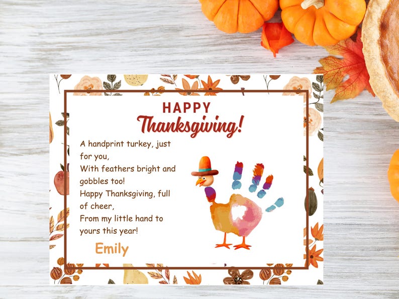 Thanksgiving Handprint Placemat, Turkey Handprint Poem Art, Turkey ...