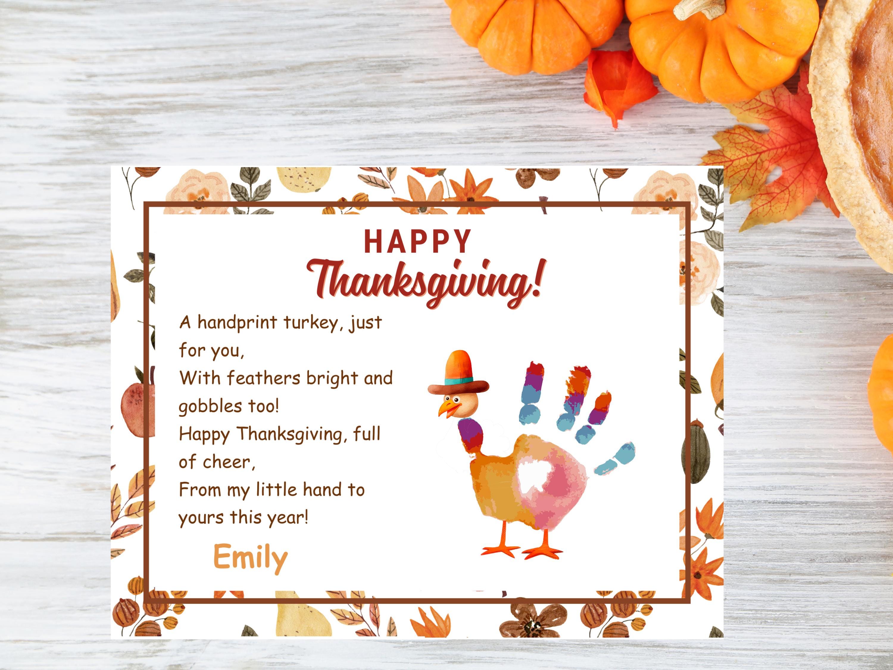 Thanksgiving Handprint Placemat, Turkey Handprint Poem Art, Turkey ...