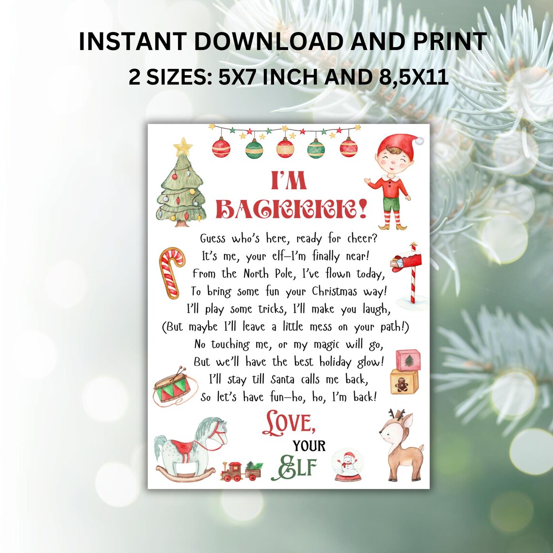 I'm Back Elf on the Shelf Letter Elf Arrival Letter Printable Pdf Fun ...