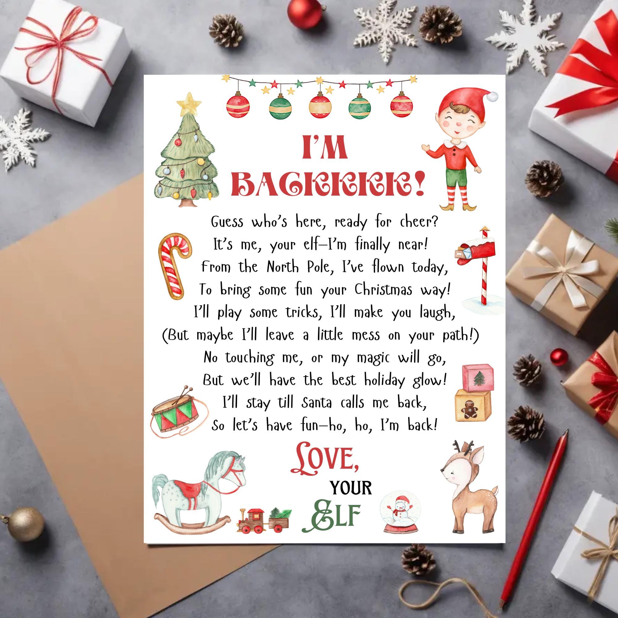 I'm Back Elf on the Shelf Letter Elf Arrival Letter Printable Pdf Fun ...
