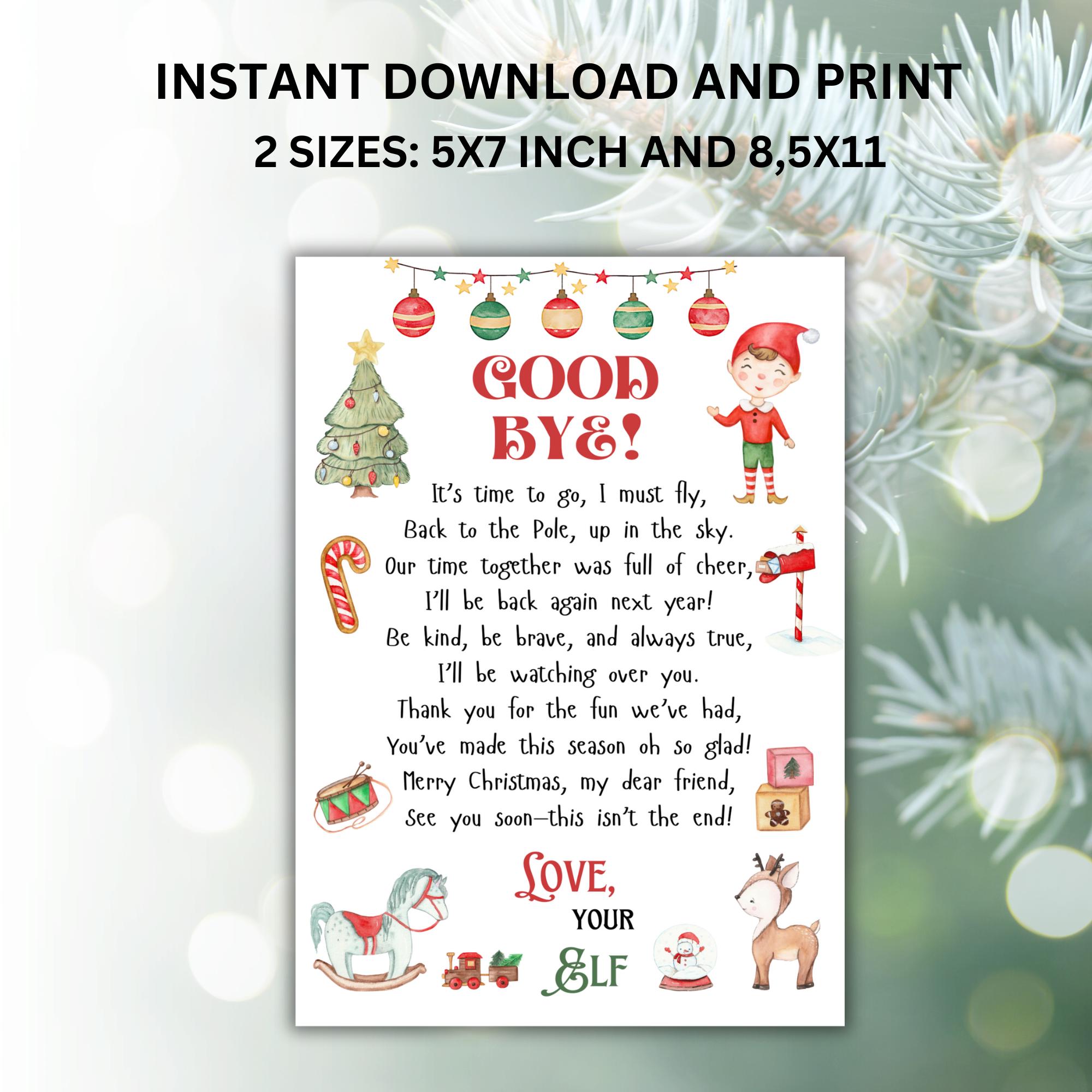 Goodbye Elf Letter, Elf on the Shelf Departure Letter, Printable ...