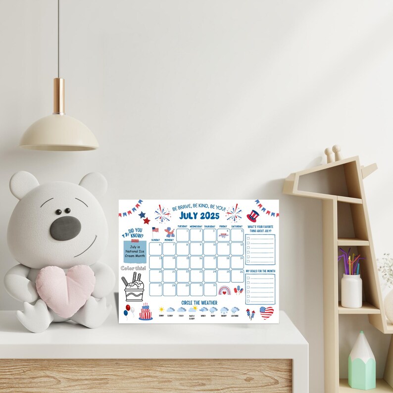2025 Kids Calendar Printable, Fun & Interactive Children's Planner ...
