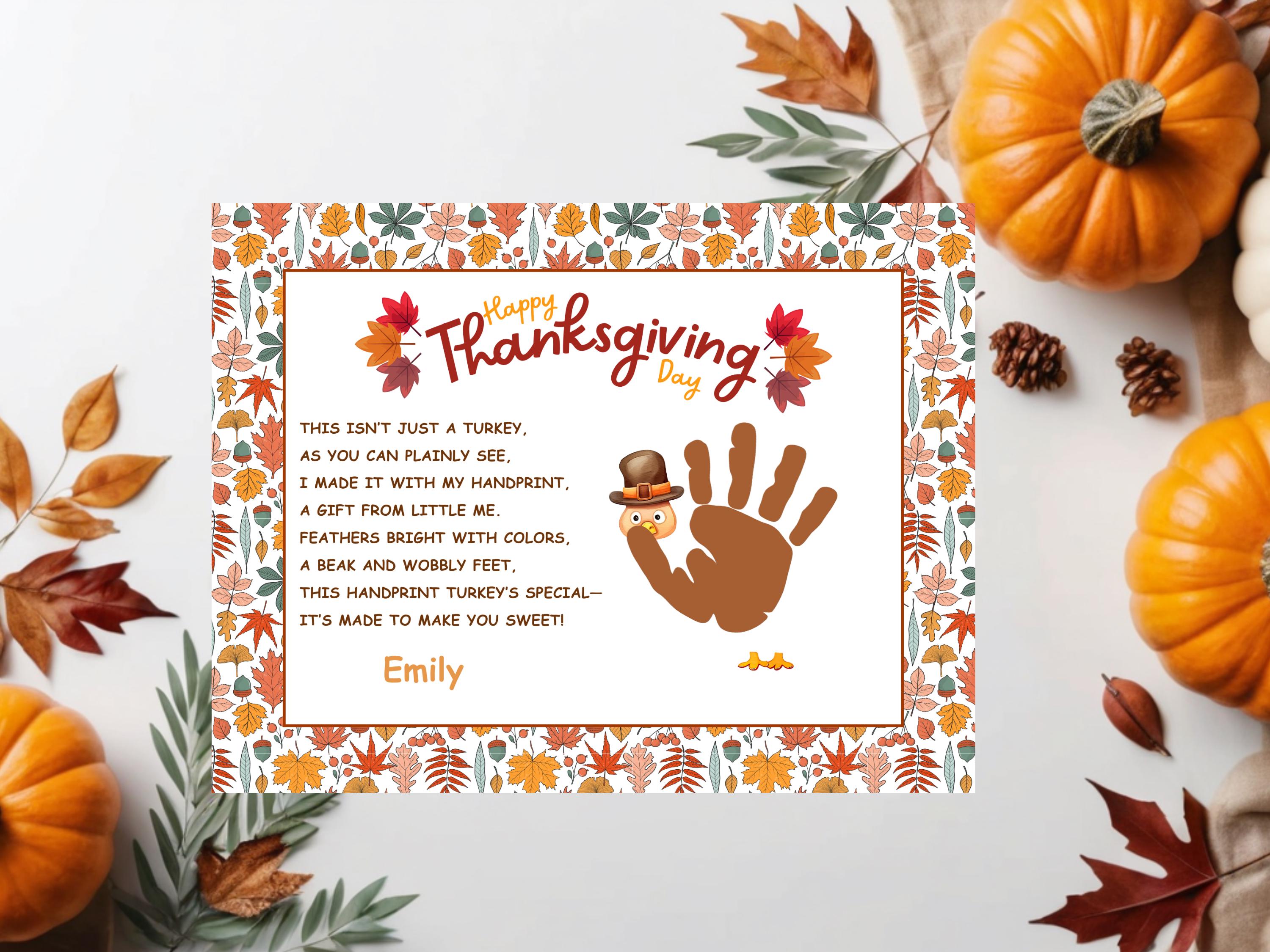 Turkey Handprint Art, Thanksgiving Poem, Handprint Craft, Preschool ...