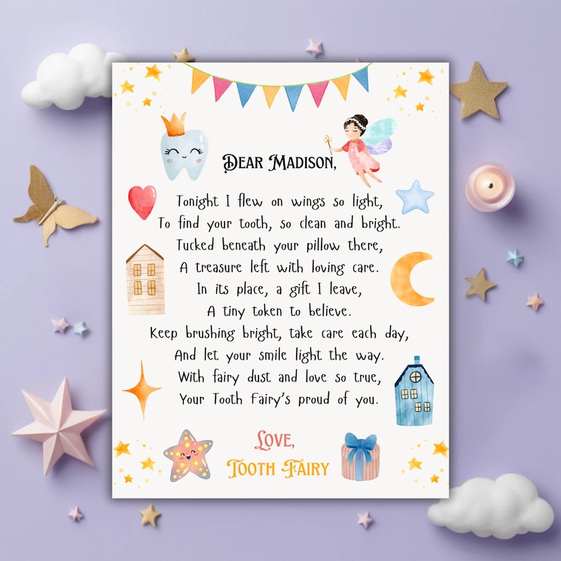 Tooth Fairy Note Printable Editable Tooth Fairy Letter Canva Template ...