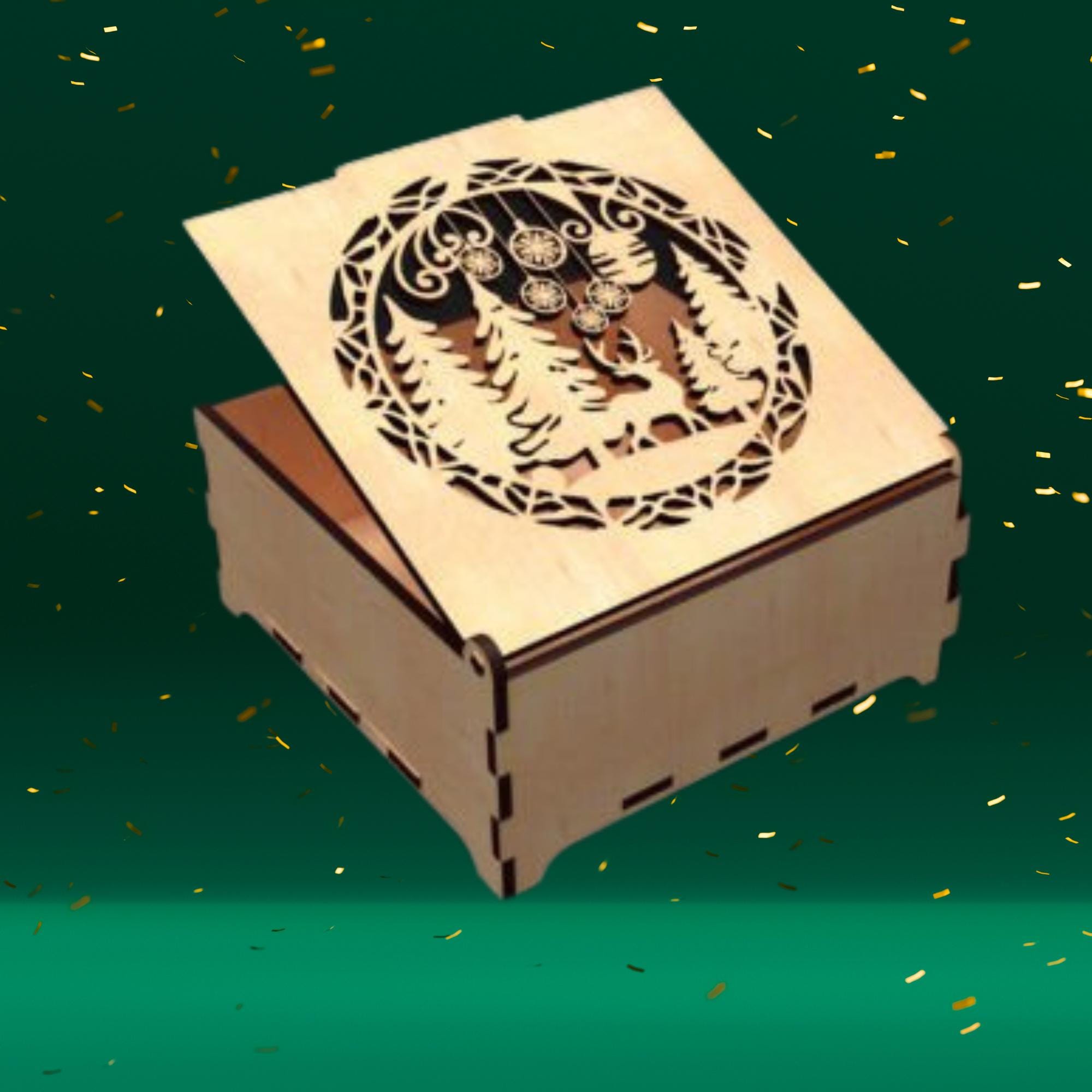 Christmas Box Laser Cut File Set of 4 Bundle SVG Glowforge Merry Laser ...