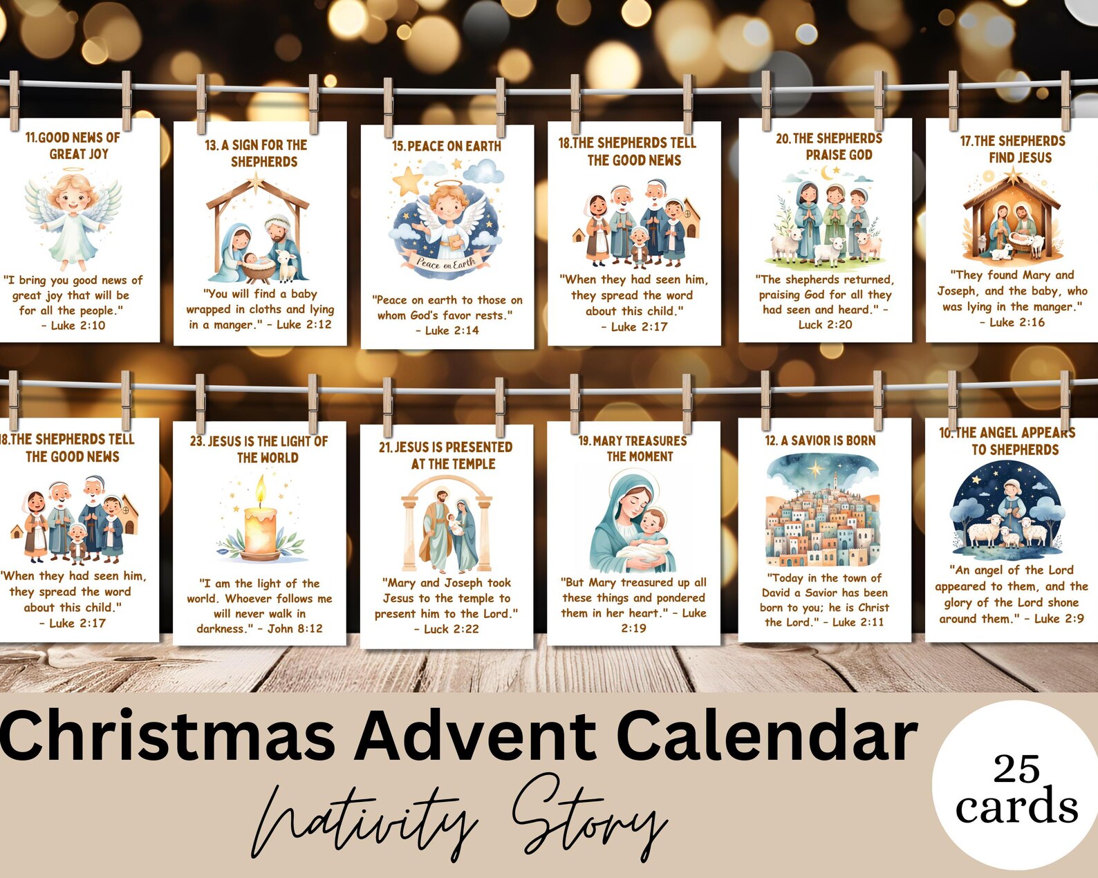 Advent Calendar Cards Christmas Nativity Story for Kids, Teens and ...
