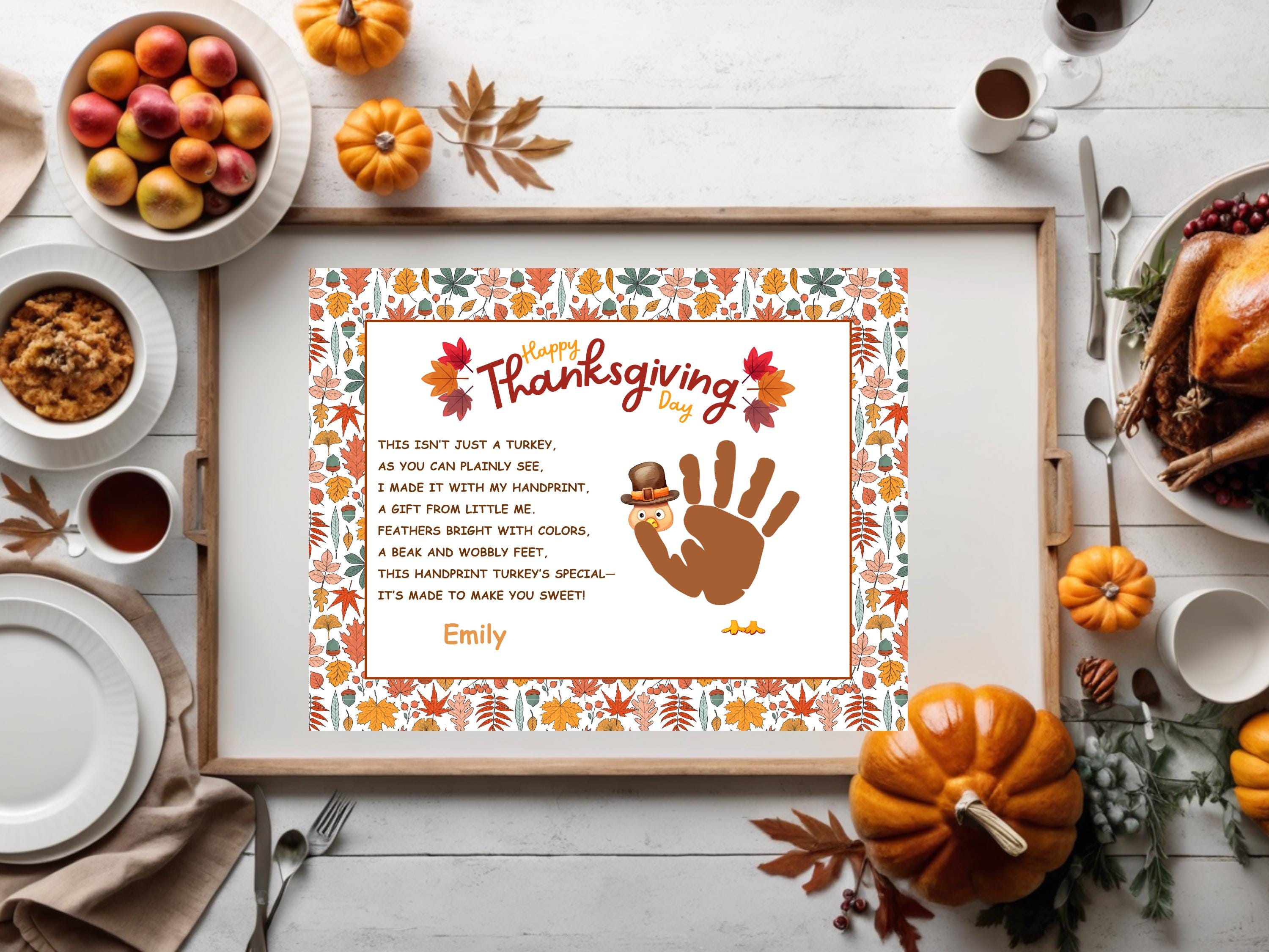 Turkey Handprint Art, Thanksgiving Poem, Handprint Craft, Preschool ...