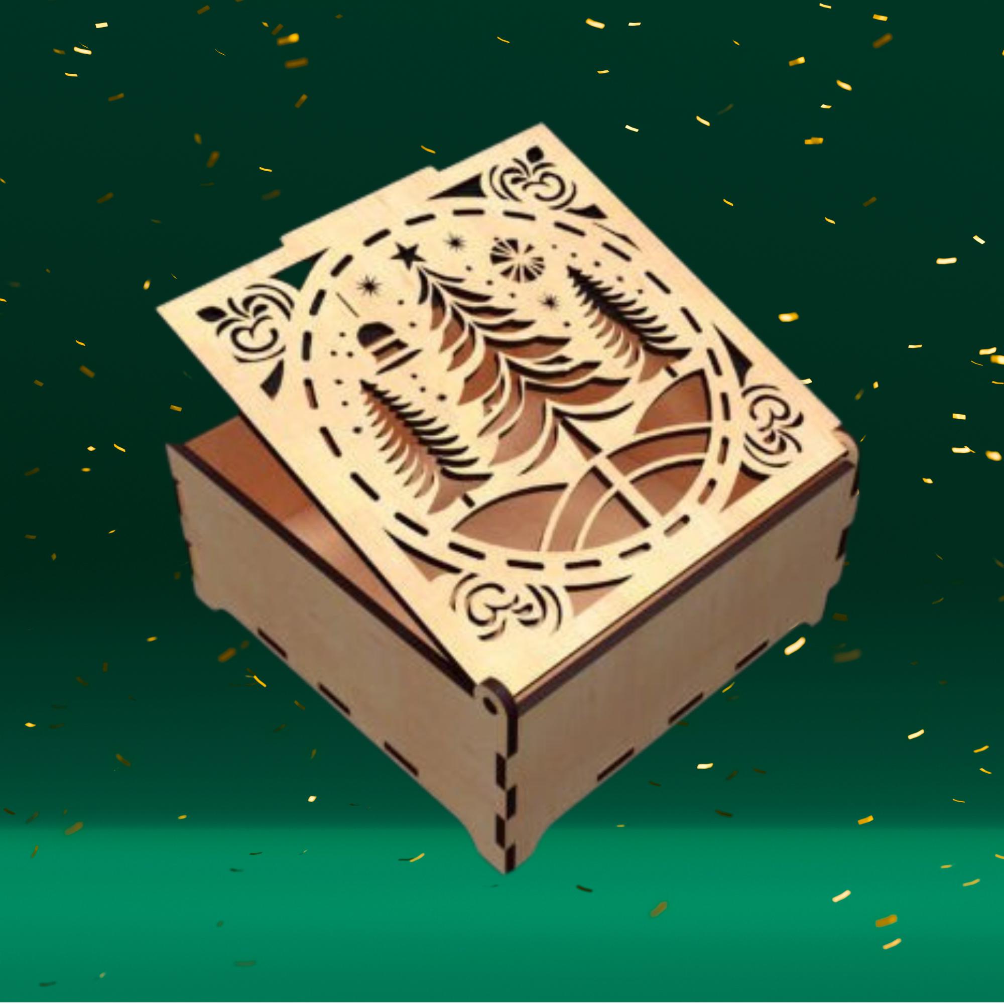 Christmas Box Laser Cut File Set of 4 Bundle SVG Glowforge Merry Laser ...