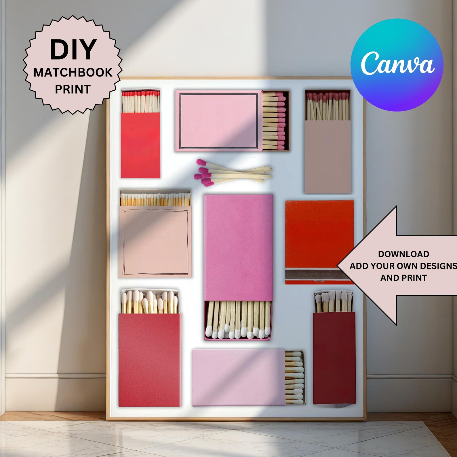 Blank Matchbook Poster Art Template Canva | Digital Download Custom ...