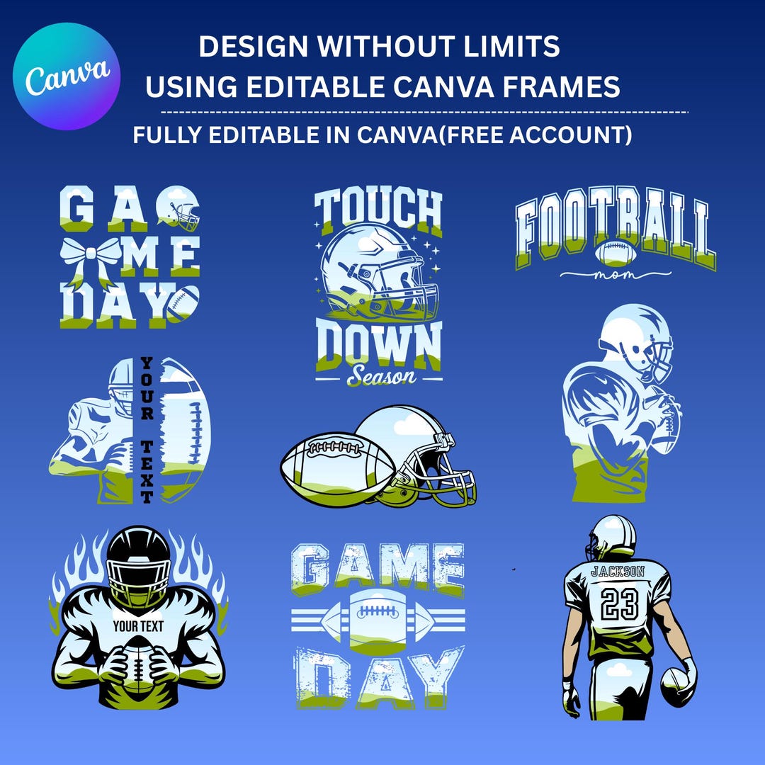Football Player Canva Editable Template, Custom Football Template, Drag ...