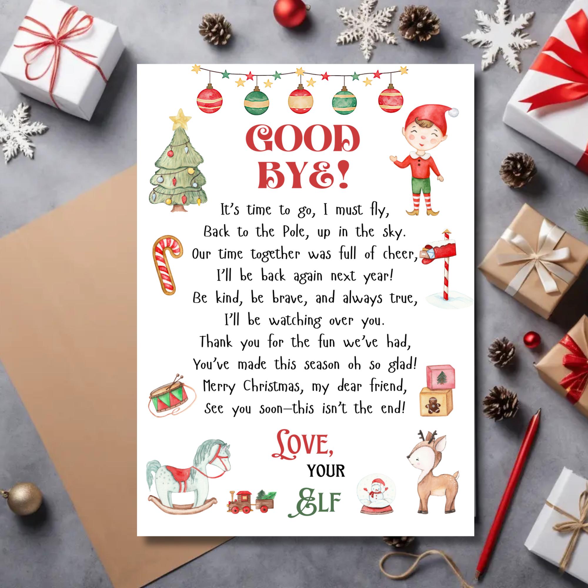 Goodbye Elf Letter,elf on the Shelf Letter Elf Departure Letter, Elf ...