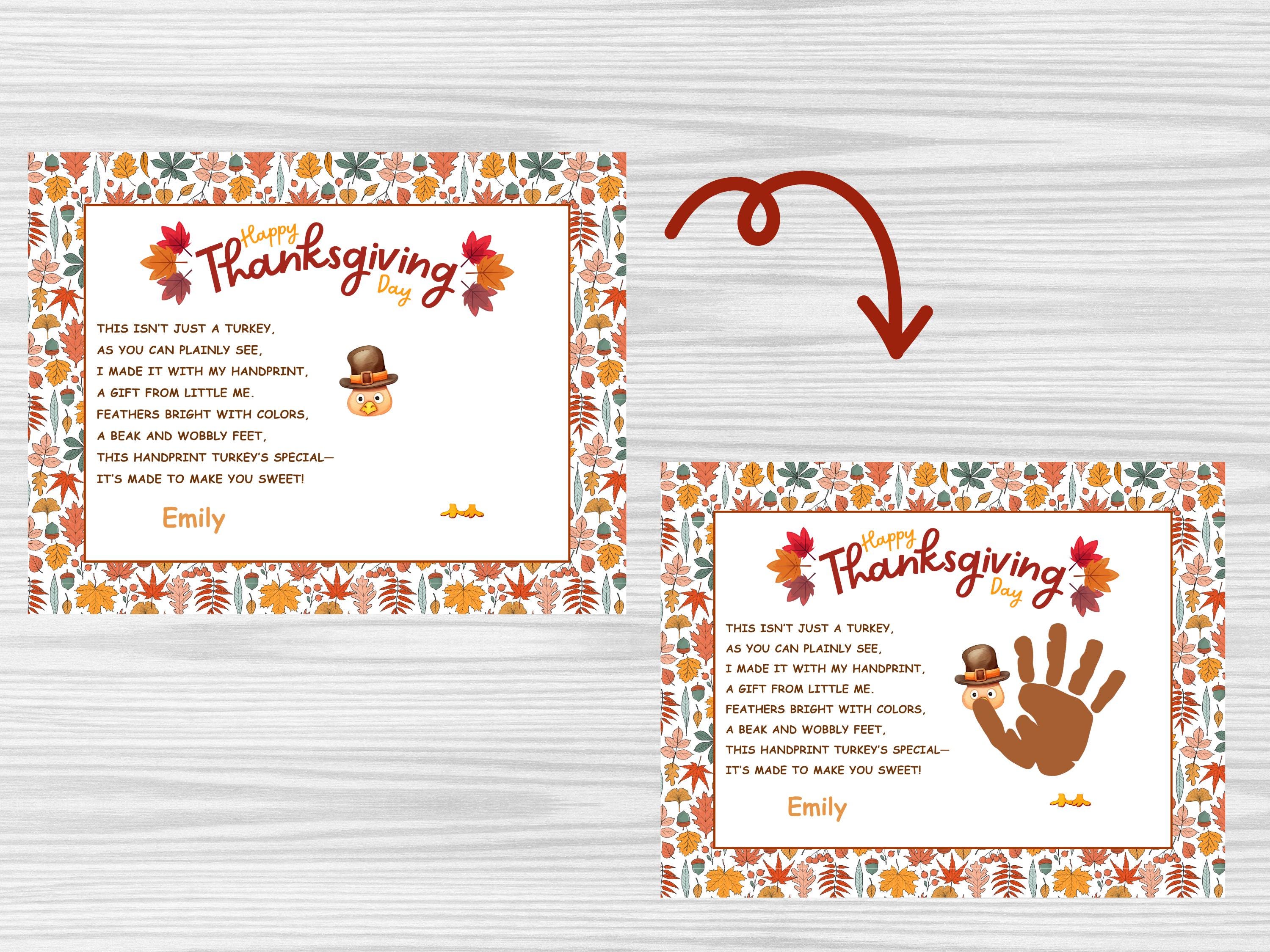 Turkey Handprint Art, Thanksgiving Poem, Handprint Craft, Preschool ...