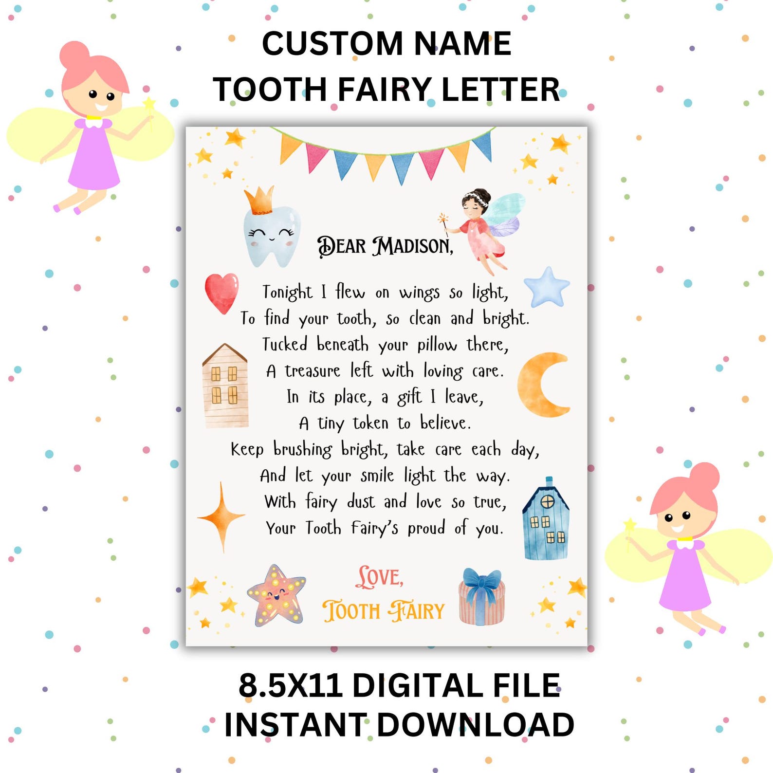 Tooth Fairy Note Printable Editable Tooth Fairy Letter Canva Template ...