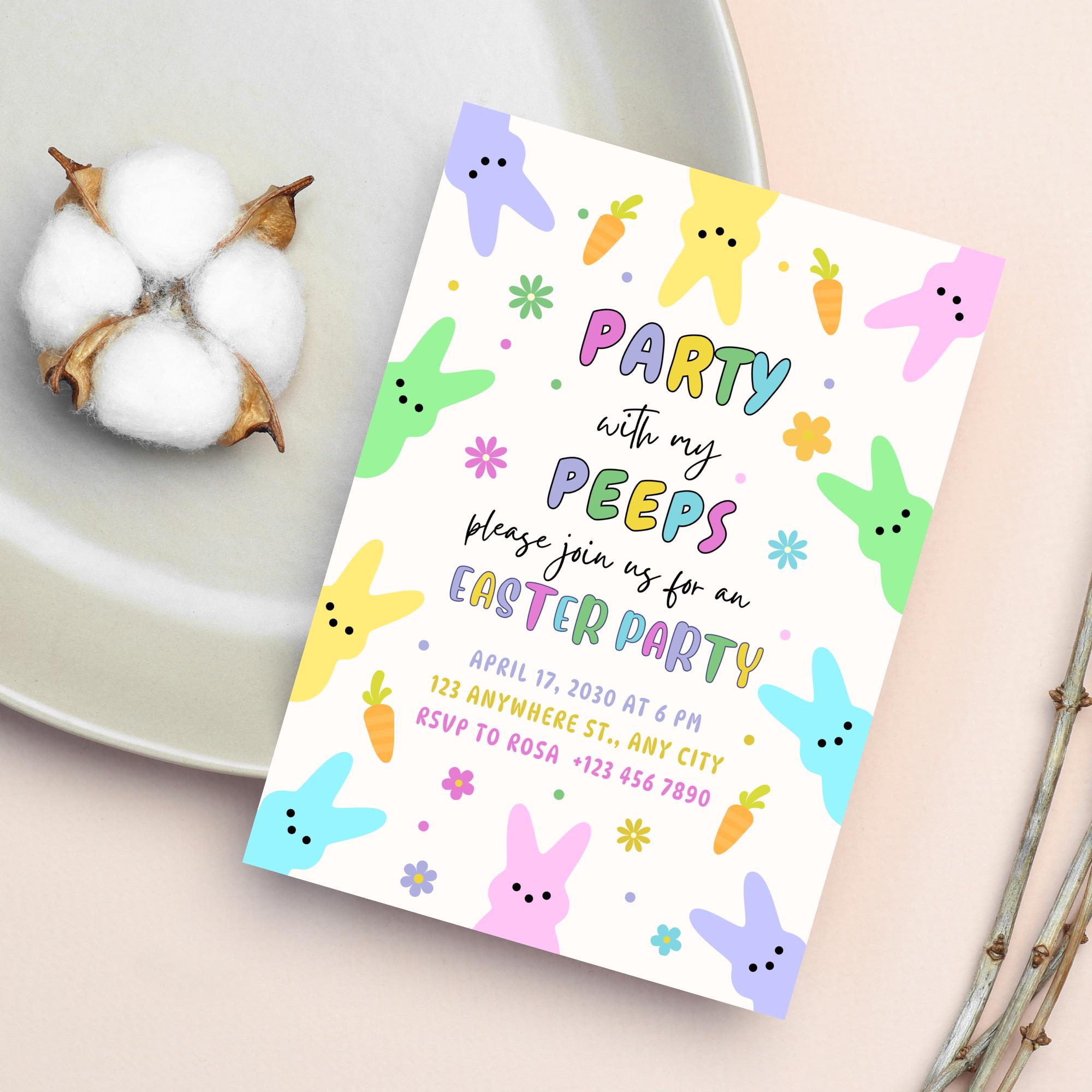 Easter Egg Hunt Animated Invitation Canva Template, Party With My Peeps ...