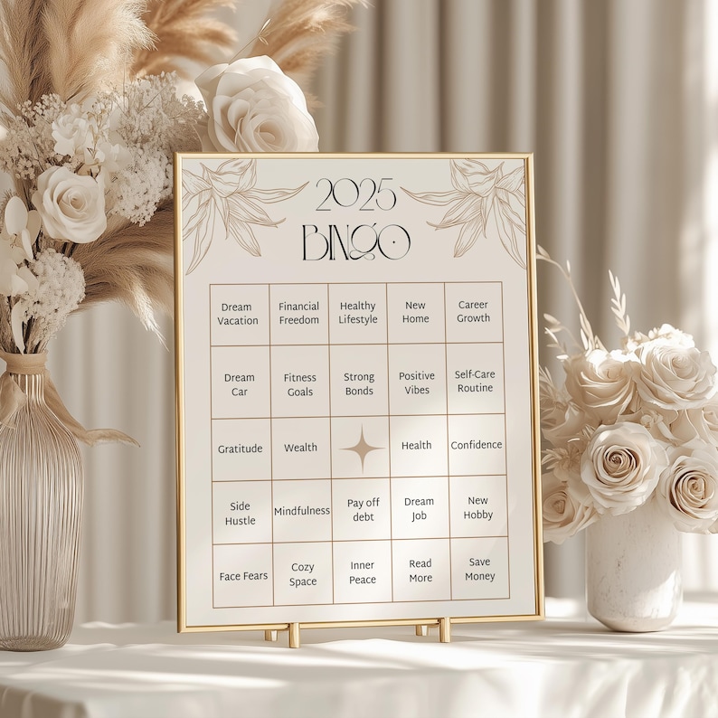 Vision Board 2025 Printable Bingo Card | Editable Canva Template for ...