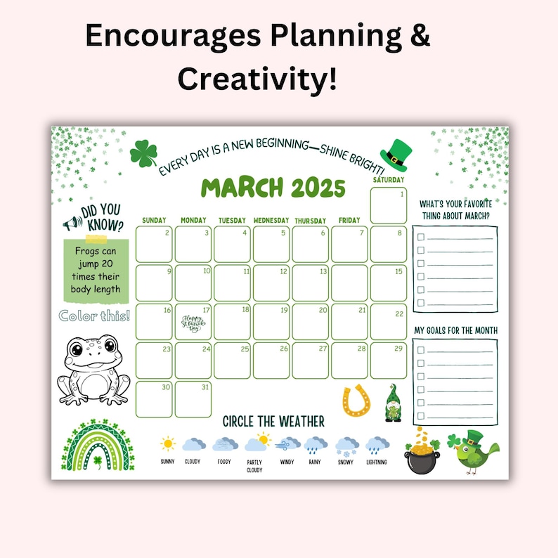 2025 Kids Calendar Printable, Fun & Interactive Children's Planner ...