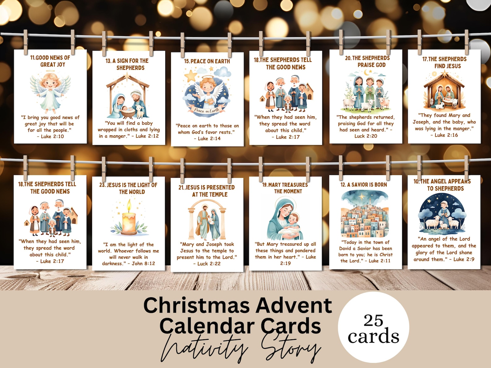 Advent Calendar Cards Christmas Nativity Story for Kids, Teens and ...